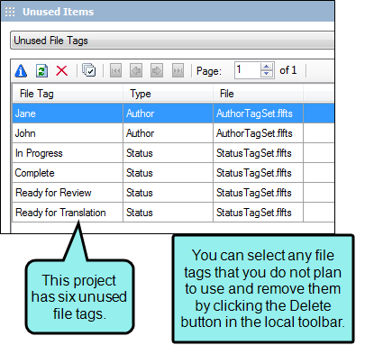 Viewing Unused File Tags